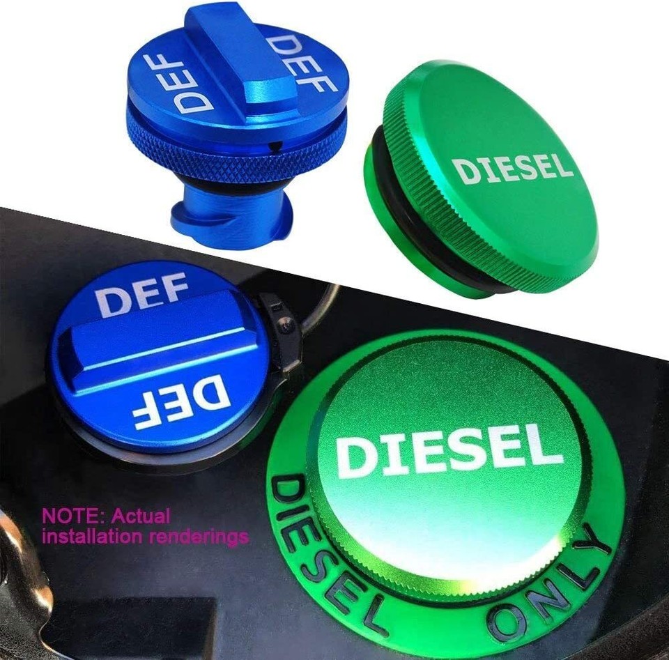Aluminum DIESEL Fuel Cap Blue DEF Cap for 13-18 Dodge Ram 2500 3500 ...