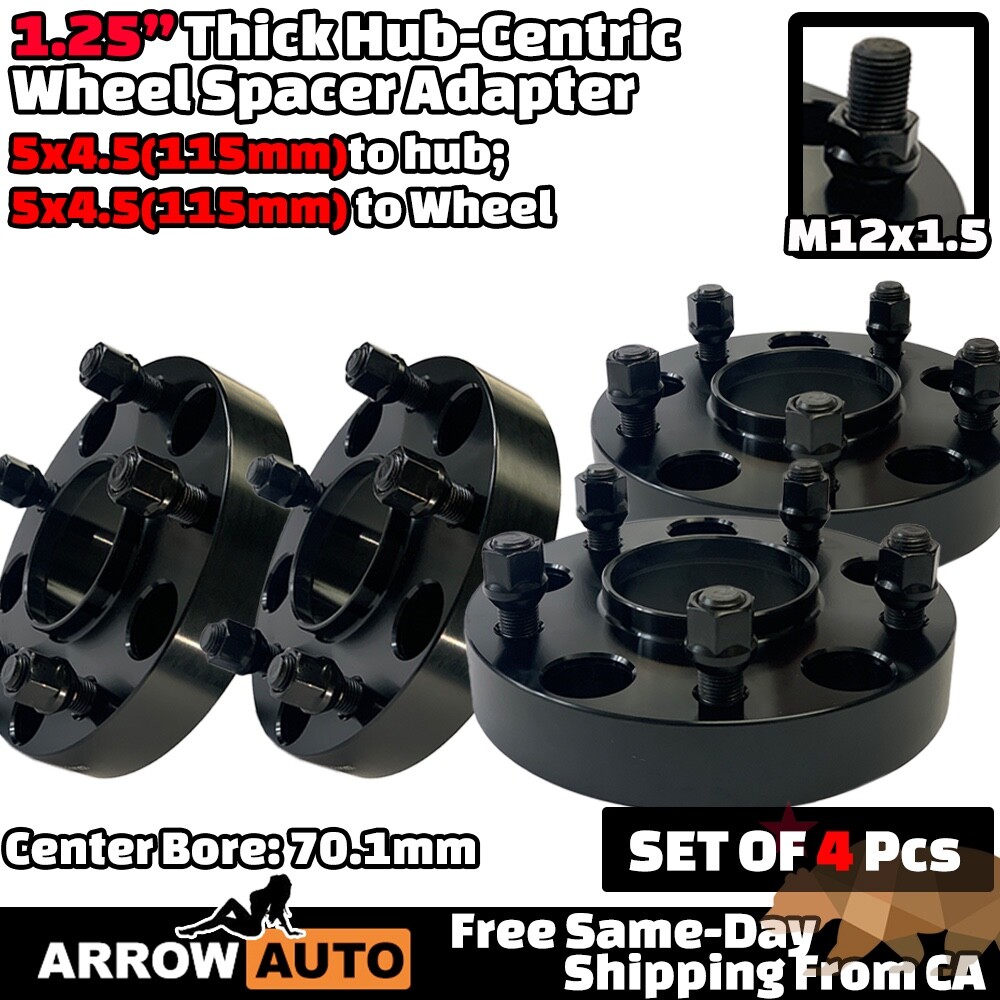 4x 1.25" 5x4.5(115mm) Hub Centric Wheel Adapter Spacer Fit NSX Impala ...