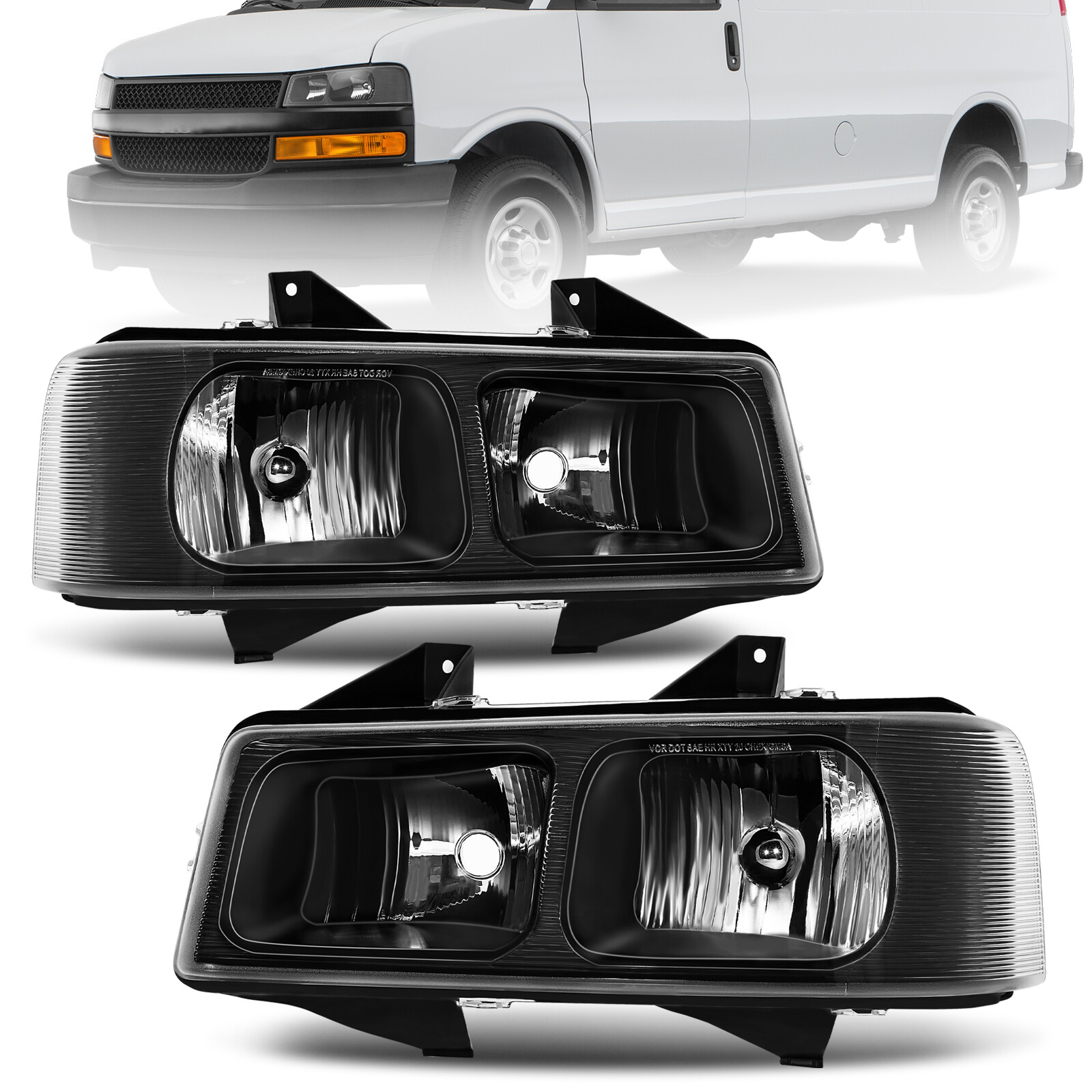 Headlight Set Fits 2003-2021 Chevrolet Express GMC Savana 1500 2500 ...