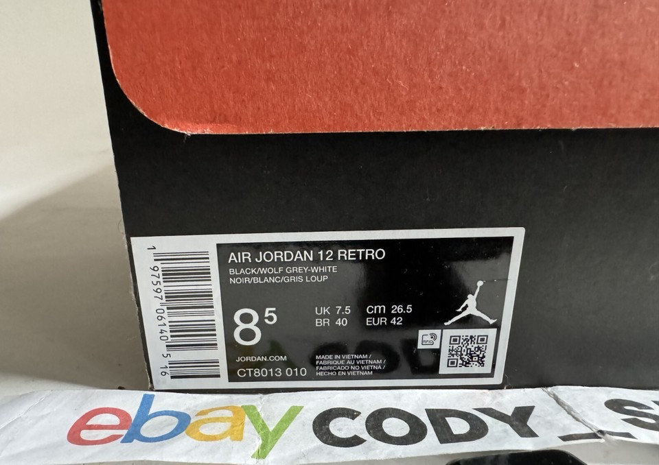 Nike Air Jordan 12 Retro Barons Men's Sizes *EMPTY SHOE BOX ONLY ...