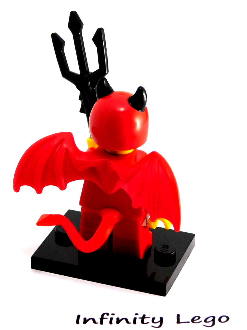 LEGO Cute Little Red Devil Minifig with Black Trident & Tile Series 16 ...