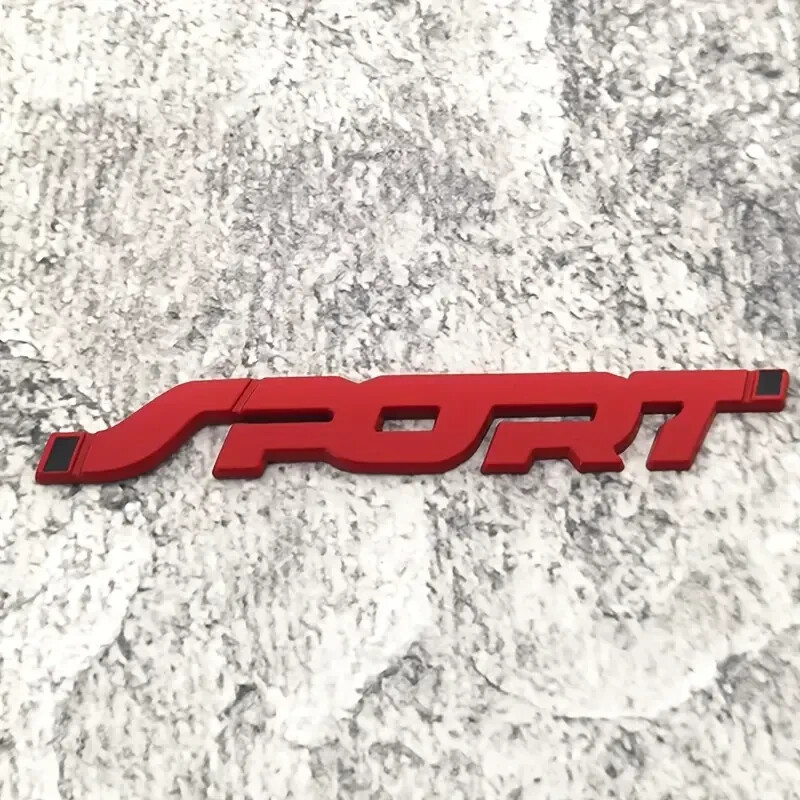 1x RED Metal Emblem SPORT Chrome Plated 14cm Long Any Car Stick On (K1 ...