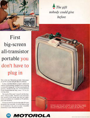 Motorola Big Screen Portable Television Set ALL TRANSISTOR TV 1960 ...