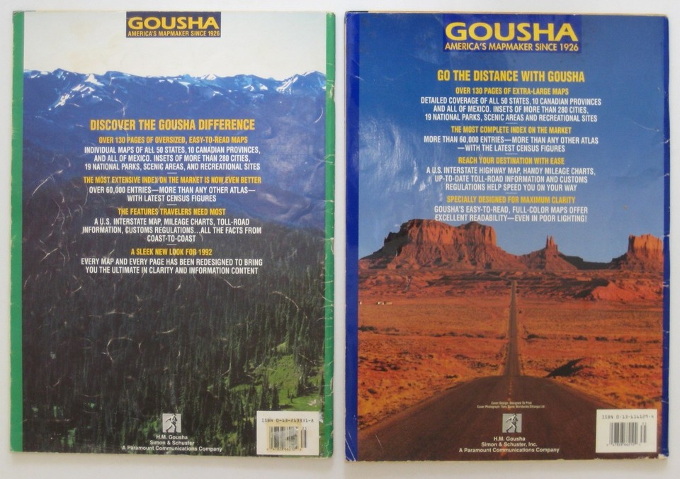 2 Large GOUSHA ROAD ATLASES United States Canada Mexico Maps & Plans ...