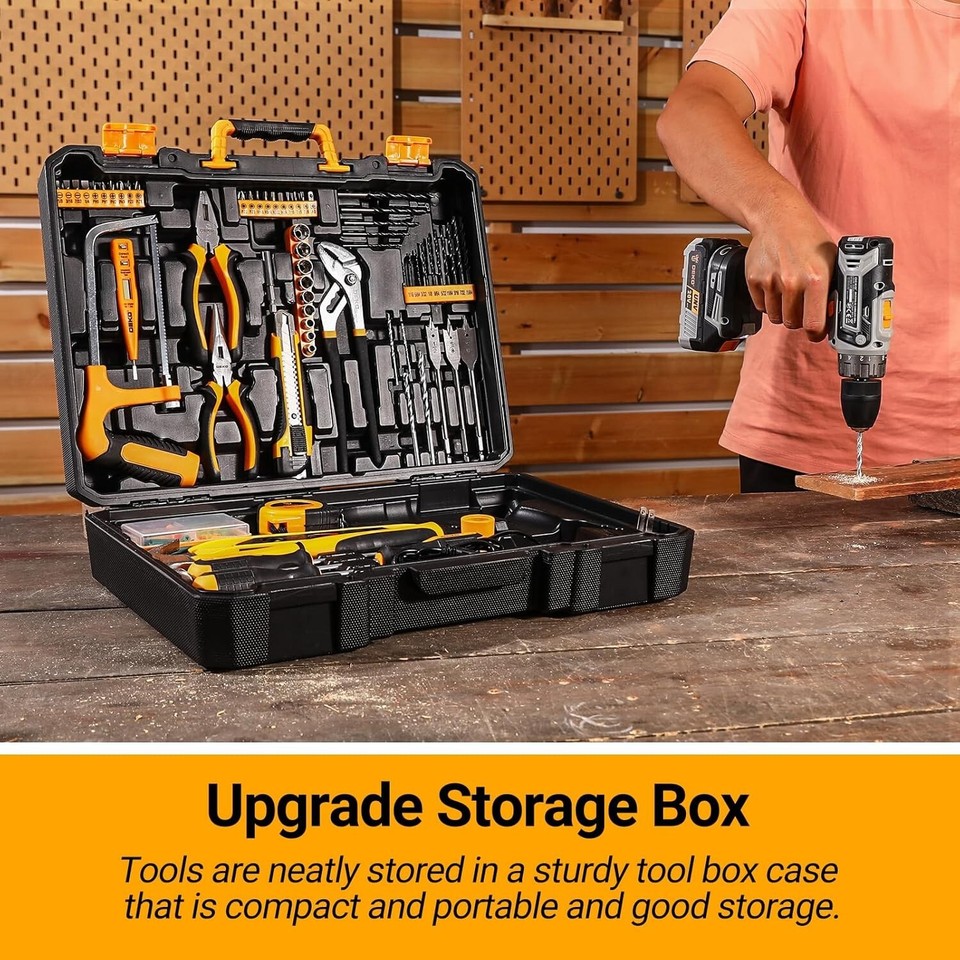 Cordless Drill Tool Kit Set: 20V Power Drill Tool Box with Battery ...