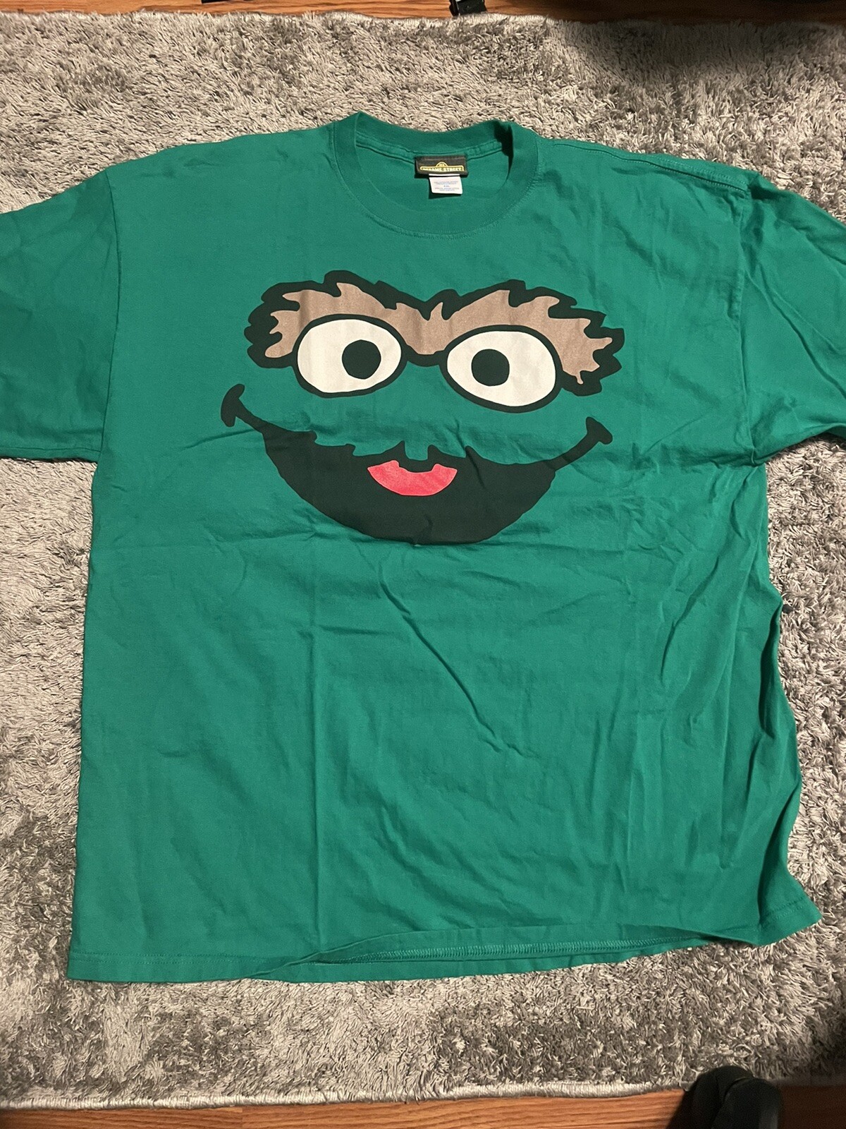 VTG Sesame Street Oscar The Grouch Green Short Sleeve… - Gem