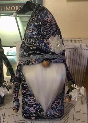Hand Crafted Blue Nain Pattern Gnome Made From Recycled Materials | eBay
