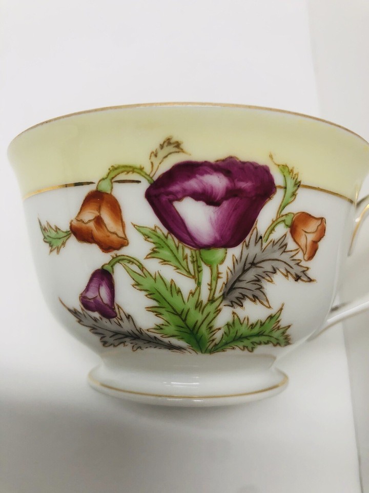 Vintage China Teacup & Saucer Occupied Japan Ohata Orange & Purple ...