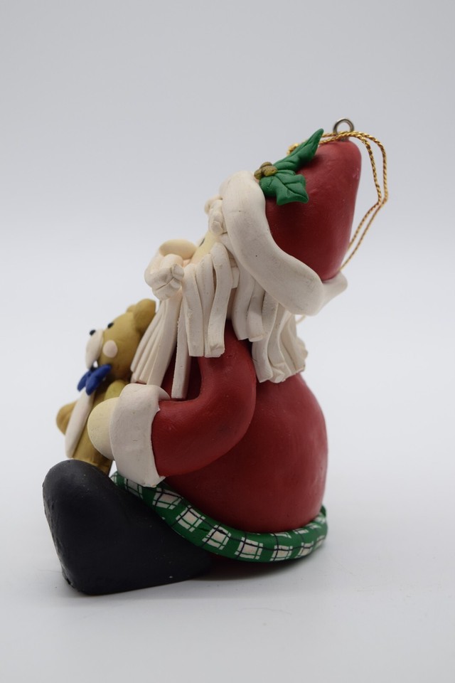 Claymation Style Santa Ornament Holding Teddy Bear Hanging or Sitting ...