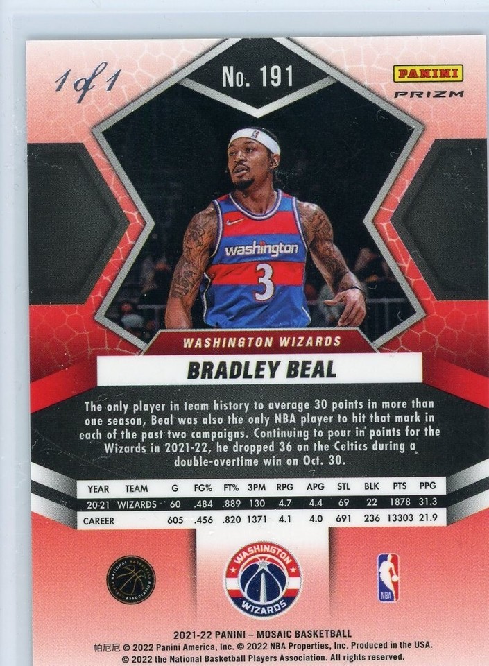 2021-22 Panini Mosaic Nebula #191 Bradley Beal No 1 of 1 | eBay
