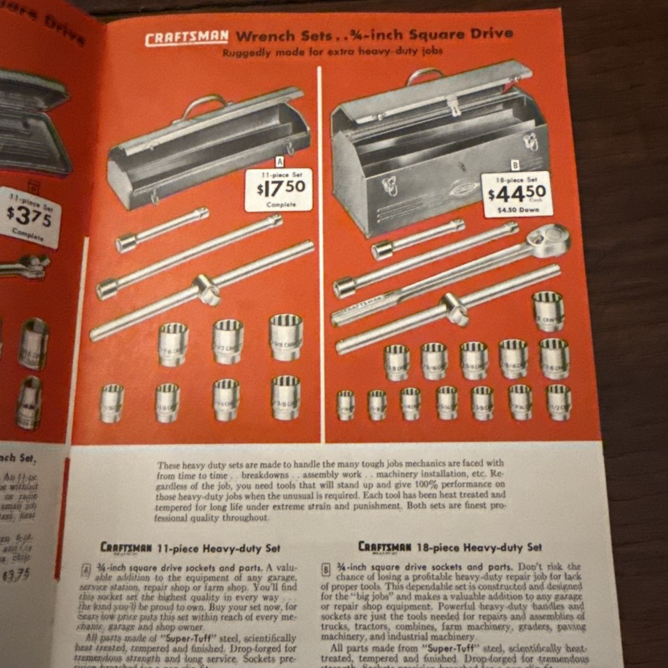 Vintage Sears Craftsman 1952 Mechanics Tools Catalog w/48 pages | eBay