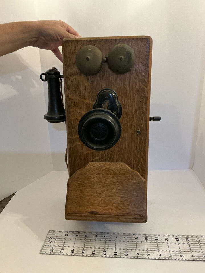 Antique Oak Wall Crank Telephone - Early 1900's - Vintage Display Piece ...