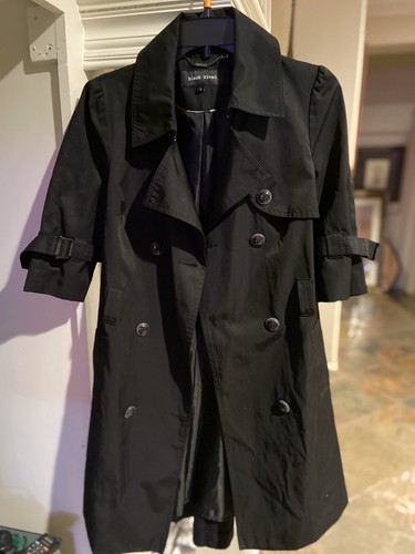 Black Rivet Womens Trench Coat Jacket Black Size Small EUC! | eBay