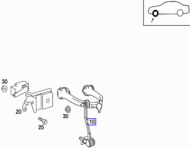 Mercedes C215 W220 Ride Height Level Sensor Link Rod A2203200389 New ...