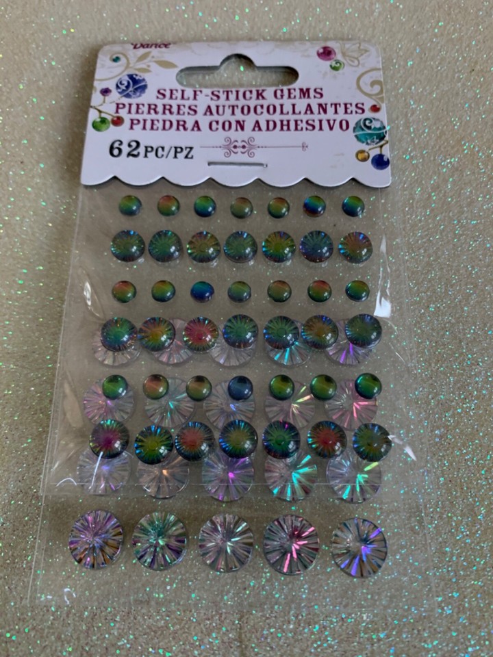 SELF-STICK GEMS 3D ROUND RAINBOW GEMSTONES MULTI-COLOR MULTI-SIZES ...