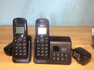 EMERSON EM6120 Digital CORDLESS PHONE Dual Handset ANSWERING SYSTEM ...