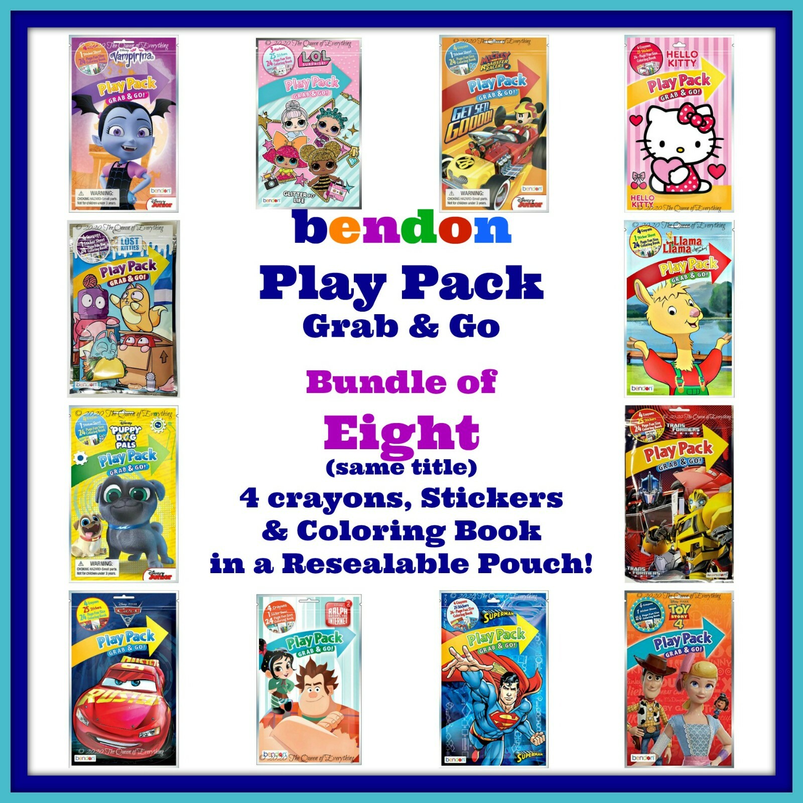 bendon Play Pack Grab & Go Bundle of Eight 8 Packs Stocking Stuffer ...