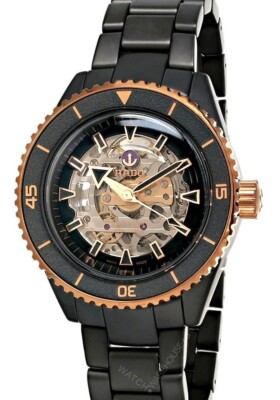 RADO Captain Cook 43MM Black High-Tech Ceramic Skeleton Men's Watch ...