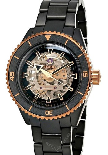 RADO Captain Cook 43MM Black High-Tech Ceramic Skeleton Men's Watch ...