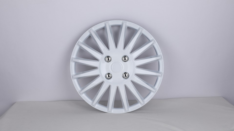 4PCS 14"inch White Wheel Covers Snap On Full Hub Caps for R14 Tire ...