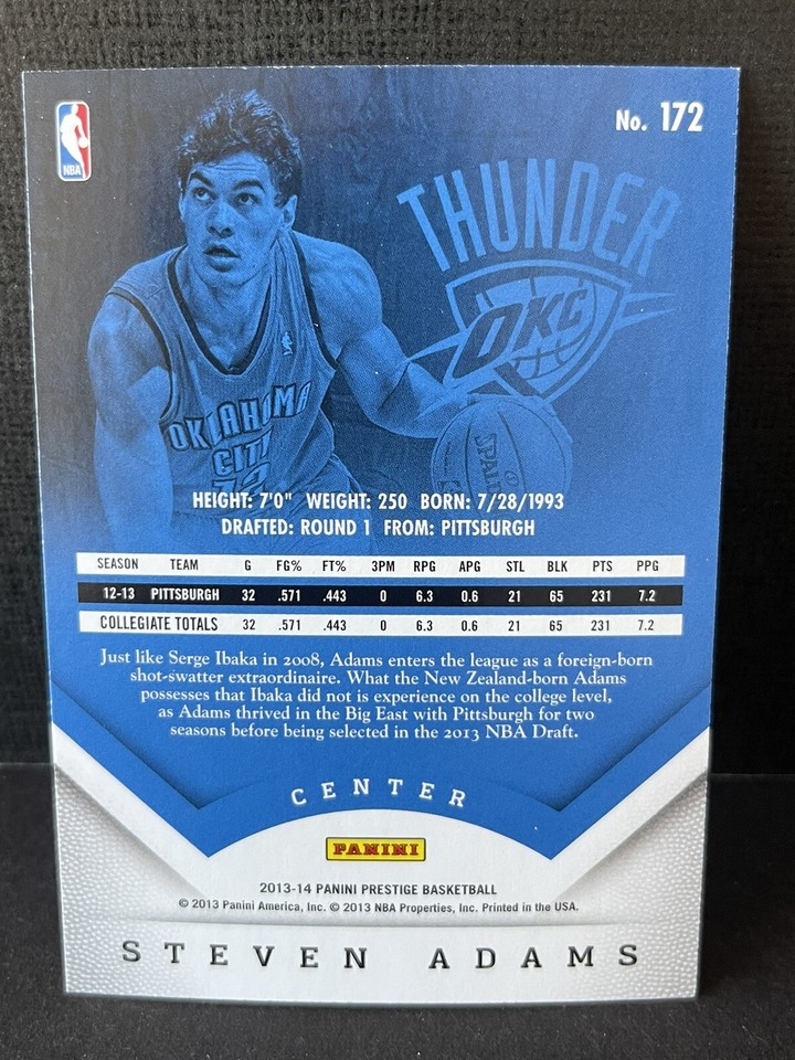 2013-14 Prestige #172 Steven Adams RC Rookie Thunder | eBay