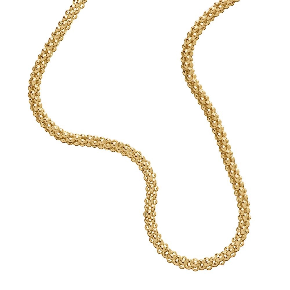 1mm 14K Gold Plated Sterling Silver 925 POPCORN COREANA Chain Necklace ...