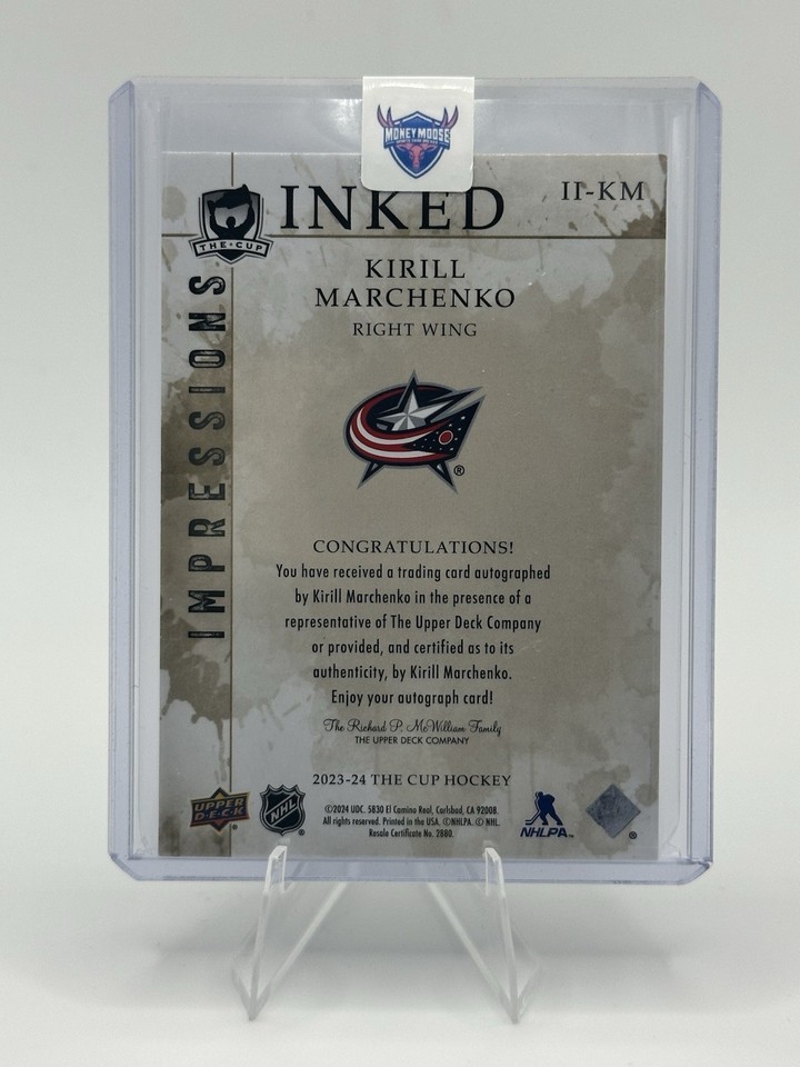 23-24 Upper Deck The Cup Kirill Marchenko Inked Impressions Auto /50 II ...