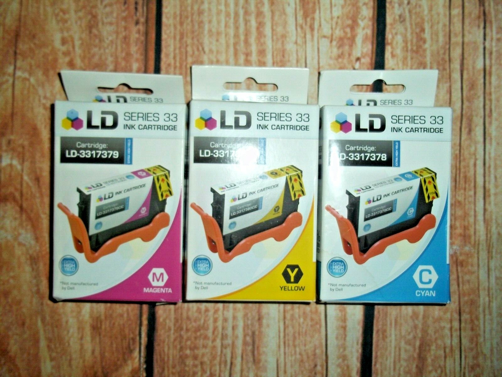 LOT OF 3 LD SERIES 33 PRINTER INK CARTRIDGES LD-3317378 LD-3317379 LD ...