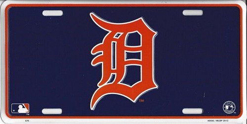 DETROIT TIGERS ORANGE ON BLUE MLB EMBOSSED METAL NOVELTY LICENSE PLATE ...