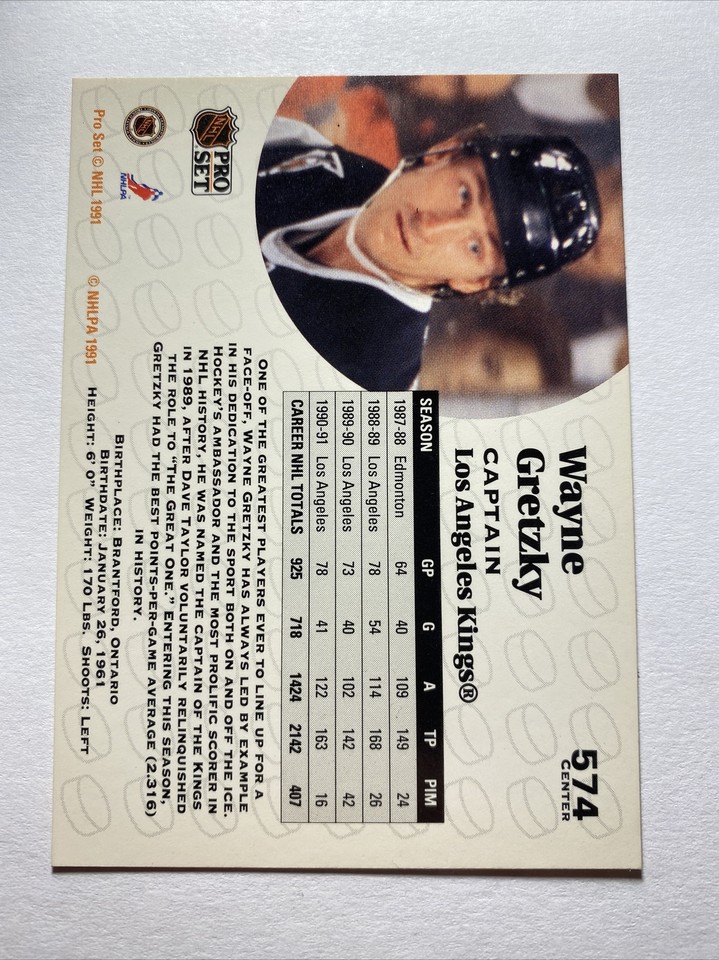 Wayne Gretzky #574 1991 - Pro Set Rated 10/10 Hockey Card | eBay