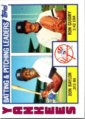 1984 Topps #486 Yankees Leaders / Checklist (Don Baylor / Ron Guidry ...