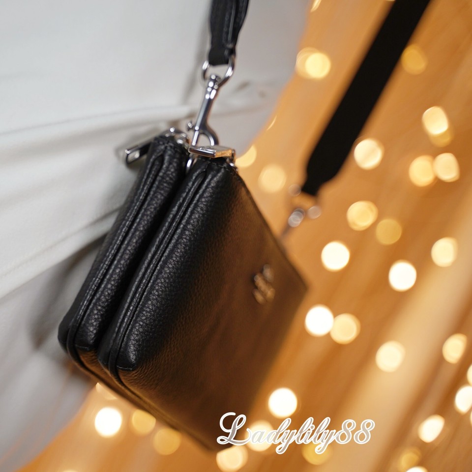 NWT Coach CJ789 CJ790 Double Zip Crossbody in Refine Pebble Leather ...