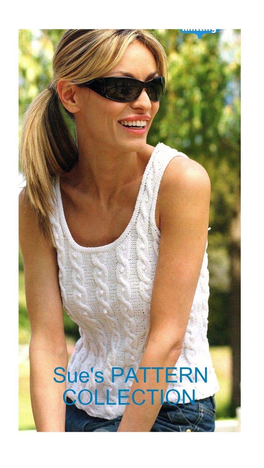 Ladies summer top knitting pattern in DK. cotton. cable pattern. crop ...