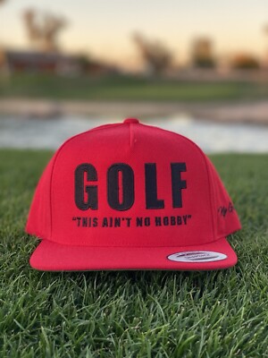 Golf This Ain’t No Hobby Flatbill SnapBack Hat Red With Black | eBay