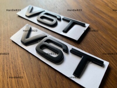 2 X AUDI V6T BLACK LETTERING WING SIDE FENDER METAL BADGE EMBLEM FOR ...