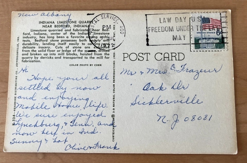 Postcard Indiana Limestone Quarry near Bedford Indiana USA 1972 Posted ...