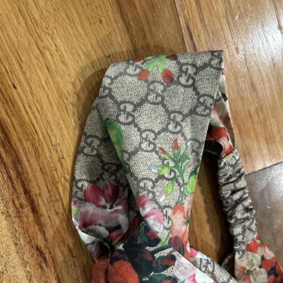Gucci Head Scarf Headband Brown Floral Silk PRE-OWNED | eBay