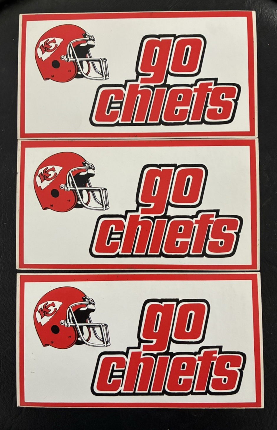 3 Vtg Kansas City GO CHIEFS Bumper Sticker/Decal 6 x 3 1/4" Free Ship ...