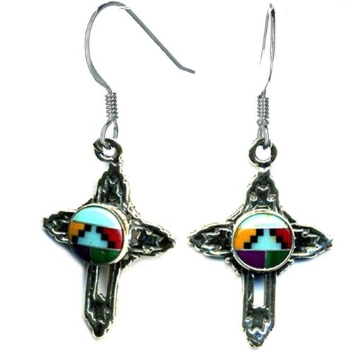 Silver Fever Sterling Silver Gemstone Genuine Gaspeite Cross Earrings ...