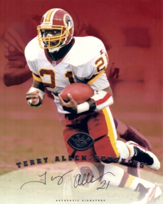 Terry Allen certified autographed signed auto Redskins 1997 Leaf 8x10 ...
