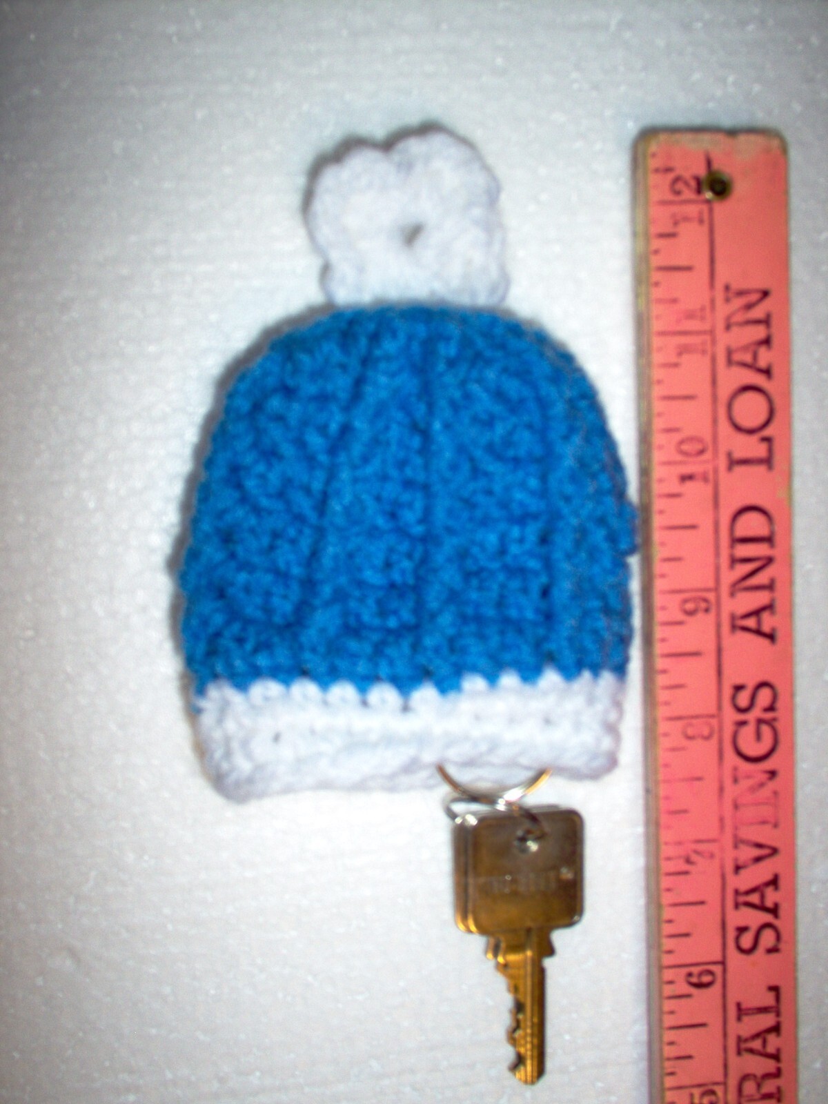 Key chain, crocheted hat, retractable keys blue #1 | eBay