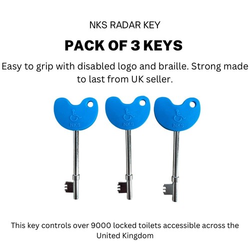 3 x NKS RADAR KEY Disabled Toilet Bathroom Door Access Braille Easy ...