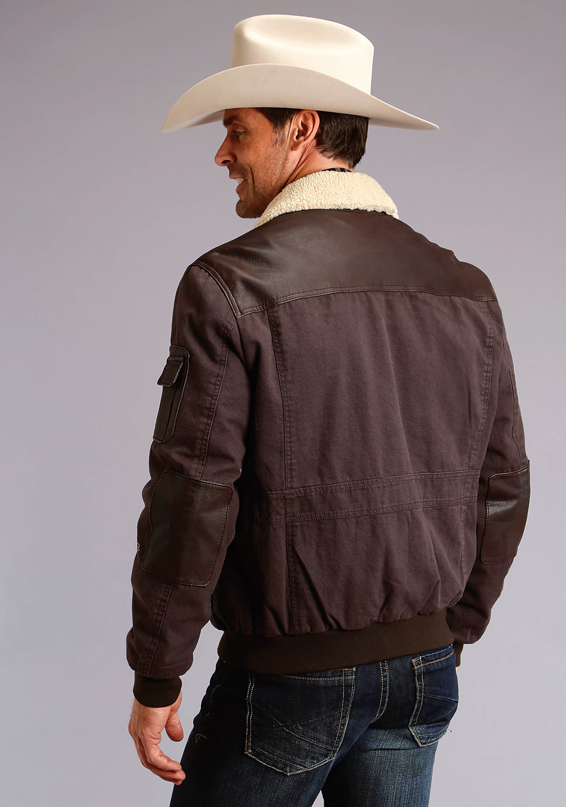 Stetson Mens Dark Brown Leather Canvas Bomber Jacket | eBay