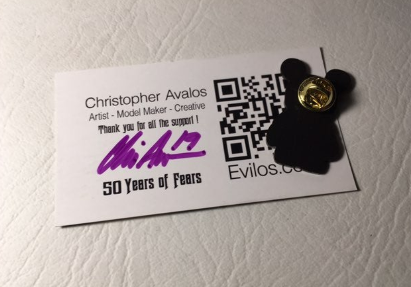 D23 Evilos Haunted Mansion 50th Vinylmation Pin Brooch Signed Card ...