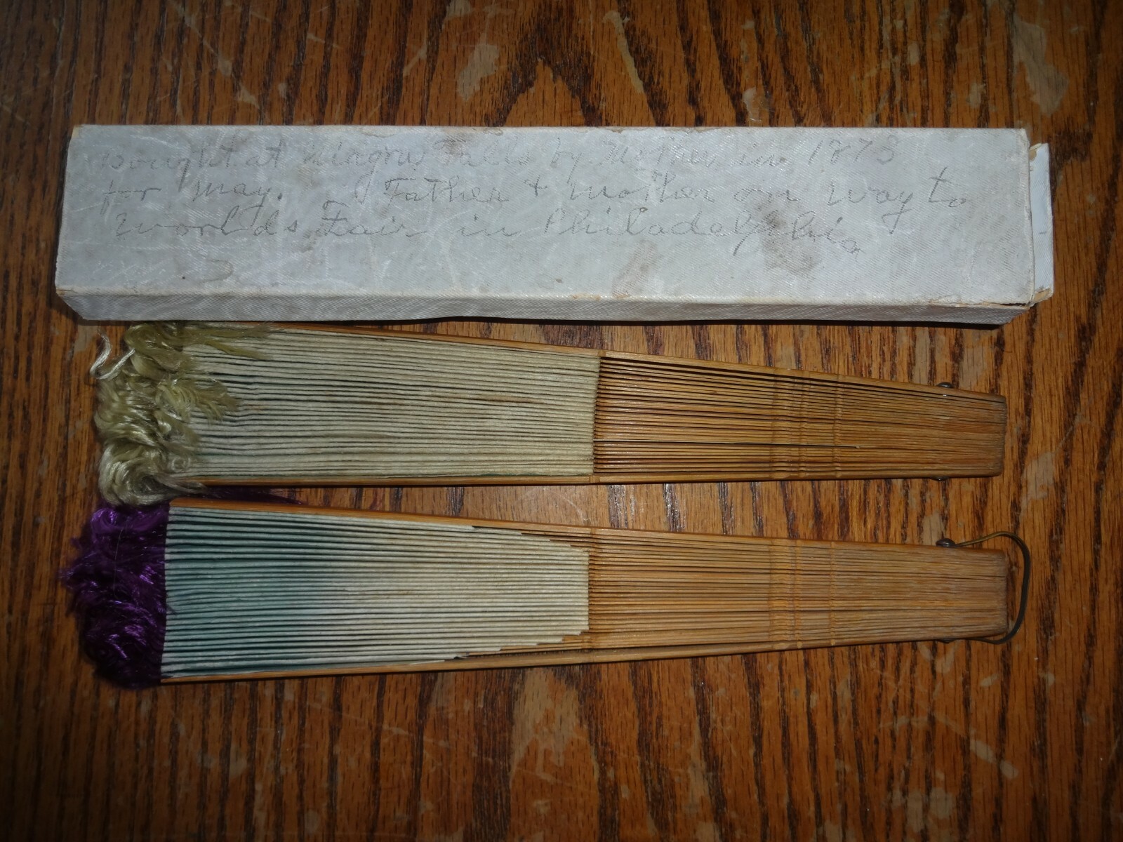 Antique 1800's Set of 2 Pleated Folding Hand Fans Han… - Gem