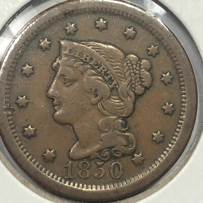 1850 Large Cent, Braided Hair, Early Copper Coinage #13001 | eBay