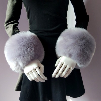 Ladies Faux Fox Fur Wristband Arm Wrist Comfy Cuff Lap Gloves Muff ...