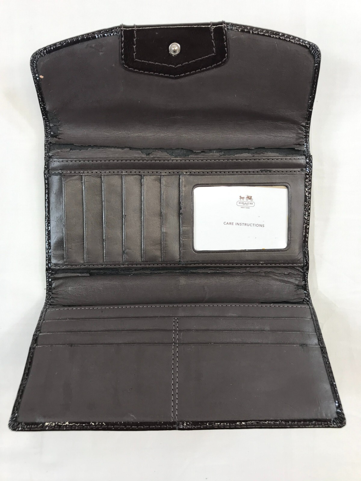 Coach Ashley Patent Leather Trifold Checkbook Wallet … - Gem