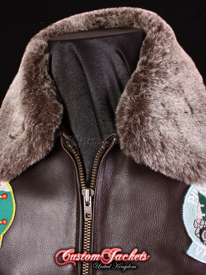 Men's TOP GUN BROWN G-1 Bomber Fighter Pilot Aviator Cowhide Leather ...