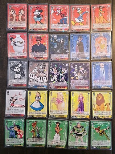 Disney 100 Weiss Schwarz Rainbow Holo 25 Card Lot - Mickey Mouse Elsa ...
